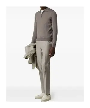 Canali Knited Long-sleeved Polo Shirt