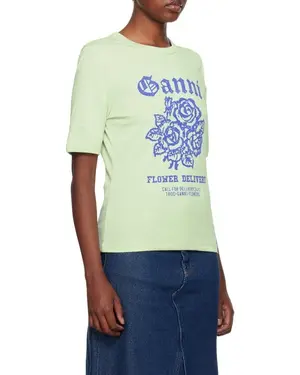 GANNI Fitted Flower T-shirt
