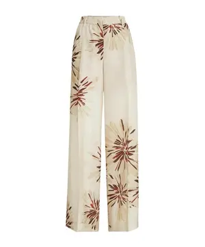 Brunello Cucinelli Bloom-print Monili-detail Trousers