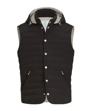 Brunello Cucinelli Bonded Nylon Down Vest With Detachable Hood