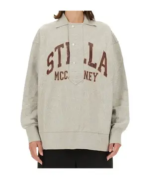 Stella McCartney Logo Printed Half-buttoned Sweatshirt