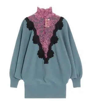 Valentino Garavani Wool-lace High-neck Sweater