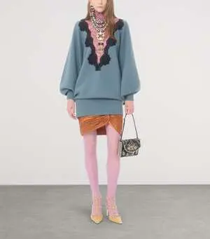 Valentino Garavani Wool-lace High-neck Sweater