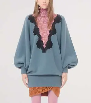 Valentino Garavani Wool-lace High-neck Sweater