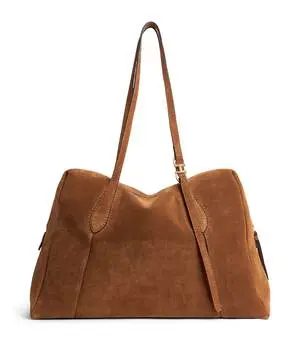 Harrods Medium Suede Wren Shoulder Bag