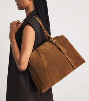 Harrods Medium Suede Wren Shoulder Bag