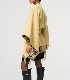 Burberry Wool Fringed Cape - Beige