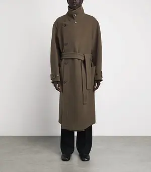 LEMAIRE Wool Oversized Wrap Coat - Green