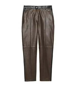 Max & Co. Leather Two-tone Straight Leg Trousers