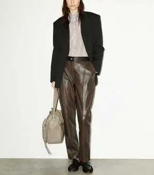 Max & Co. Leather Two-tone Straight Leg Trousers
