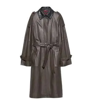 Max & Co. Lambskin Leather Trench Coat