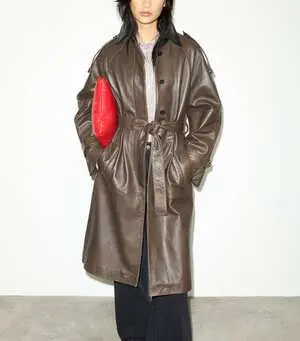 Max & Co. Lambskin Leather Trench Coat