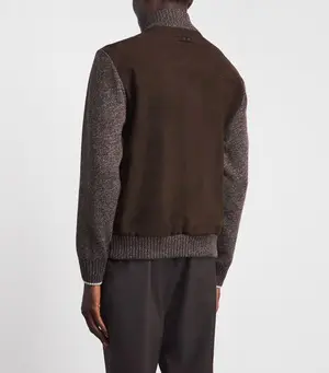 Paul & Shark Suede And Wool-cashmere Bomber Jacket