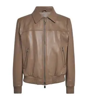 Isaia Lambskin Flight Jacket