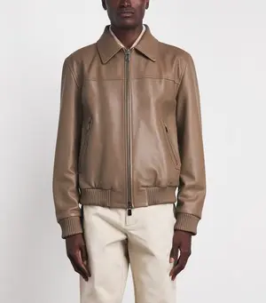 Isaia Lambskin Flight Jacket