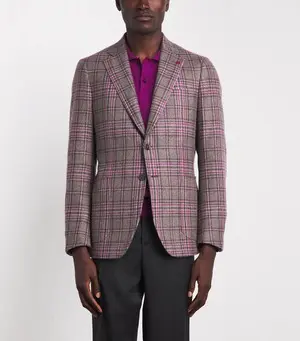 Isaia Cashmere Check Capri Blazer