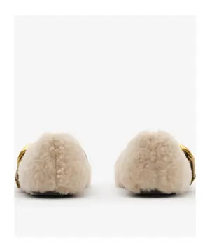 Burberry Shearling Ballerinas With Check Detail - Natural