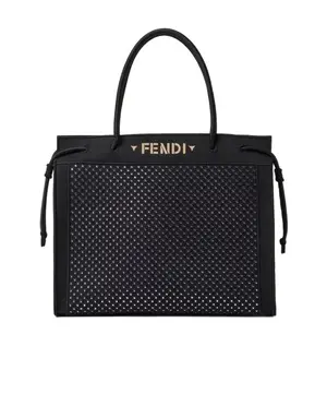 Fendi Magic Shopper Large Embroidered Fabric Shopper With Mirrors