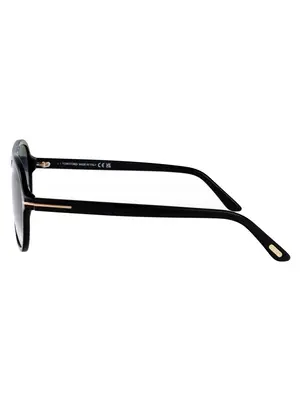 TOM FORD Aviator Frame Sunglasses - Bright Black