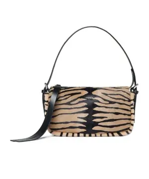 Fendi Tiger-print Pony-effect Leather Bag - Brown