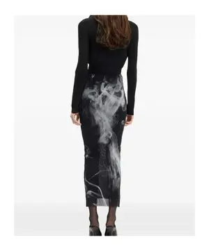 JEAN PAUL GAULTIER Long Smoking Portrait Print Stretch Mesh Skirt