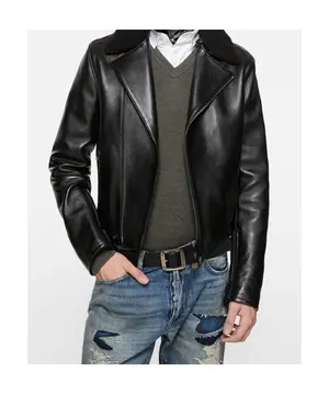 Acne Studios Leather Biker Jacket With Detachable Shearling Collar