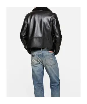 Acne Studios Leather Biker Jacket With Detachable Shearling Collar