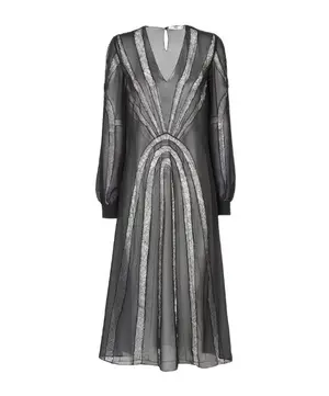 Fendi Georgette And Chantilly Lace Dress