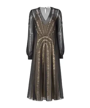 Fendi Georgette And Chantilly Lace Dress
