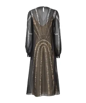 Fendi Georgette And Chantilly Lace Dress