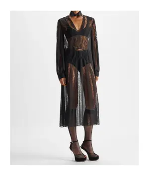 Fendi Georgette And Chantilly Lace Dress