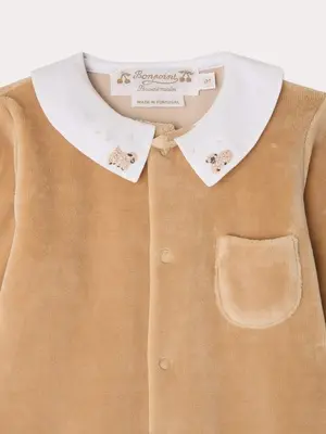 Bonpoint Tilouan Pyjamas With Embroidered Sheep Collar In Organic Cotton