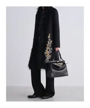 Fendi Wool Coat With Embroidery And Fox Fur Trim