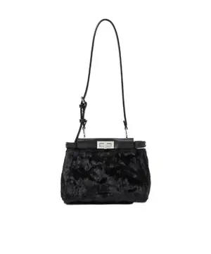 Fendi My Peekaboo Xs Pony-effect Leather Bag - Black
