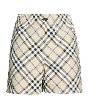 Burberry Printed Plaid Shorts - Beige