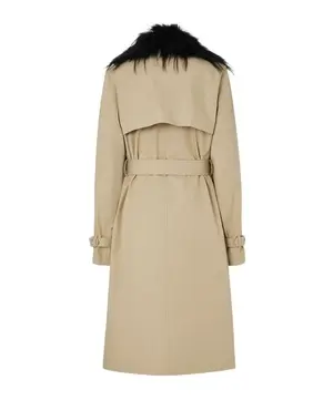 Fendi Cotton Trench Coat With Fox Fur Collar And Quilted Gilet