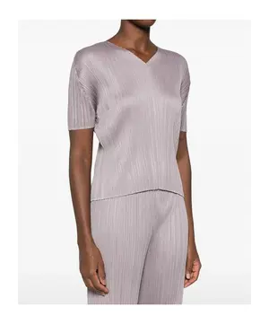 Issey Miyake V-neck Short Sleeve T-shirt - Gray