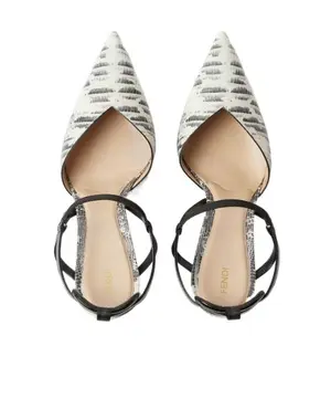 Fendi Very Colibrì Slingbacks In Parchment And Black Leather