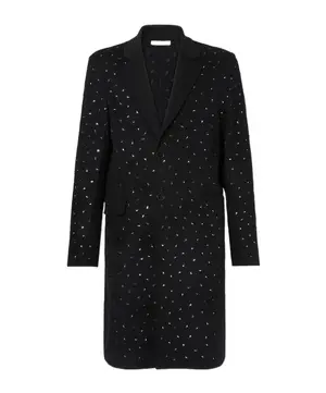 Fendi Wool Coat With Mirrors - Black