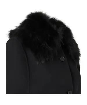 Fendi Double-sided Wool Cape With Fox Fur Collar - Black