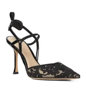 Fendi Very Colibri Tulle Lace Slingback High Heel Pumps - Black