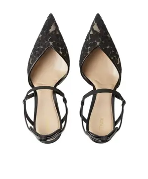 Fendi Very Colibri Tulle Lace Slingback High Heel Pumps - Black