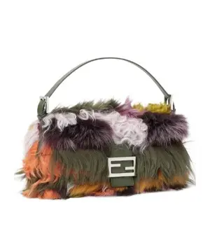 Fendi Baguette 26424 Shearling Bag - Green