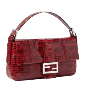 Fendi Baguette 26424 Burgundy Lizard-leather Bag