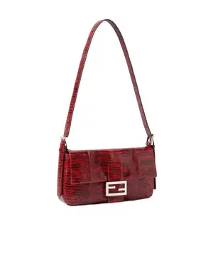 Fendi Baguette 26424 Burgundy Lizard-leather Bag