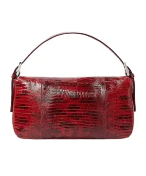 Fendi Baguette 26424 Burgundy Lizard-leather Bag