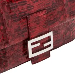Fendi Baguette 26424 Burgundy Lizard-leather Bag