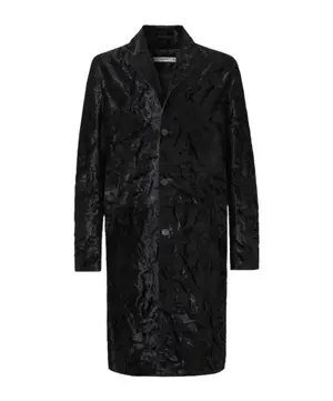 Fendi Cavallino-effect Leather Overcoat - Black