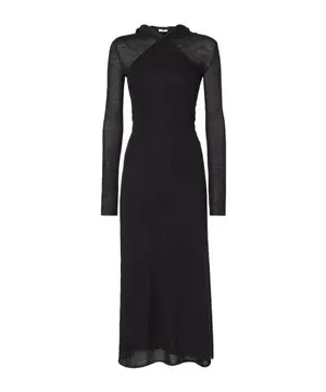 Fendi Long Sleeve Wool Yarn Midi Dress