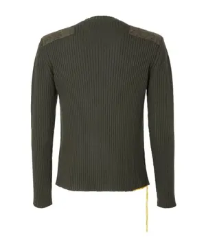 Fendi Ribbed Wool Jumper With Shoulder Patches - Green